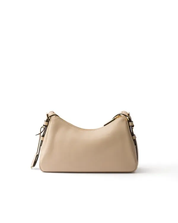 Prada Aimée Medium Leather Shoulder Bag - Neutral