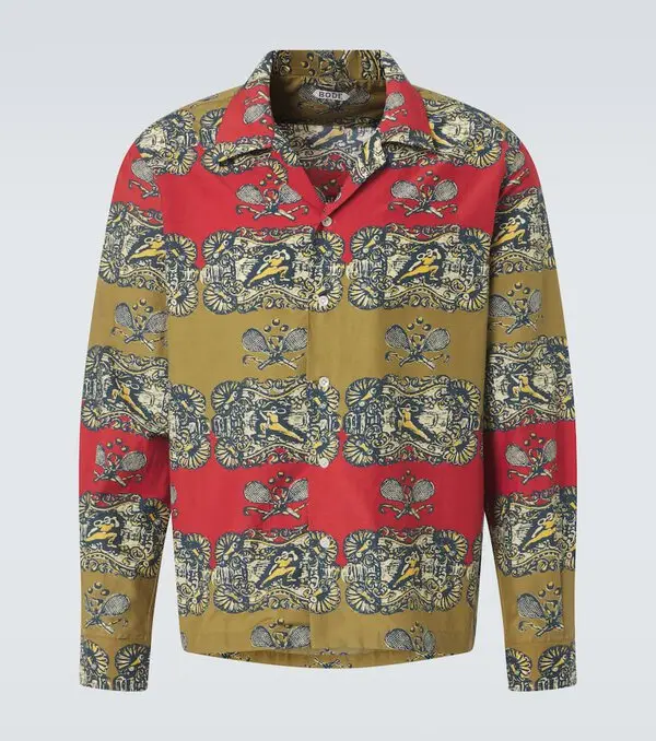 BODE Tennis Court Printed Cotton And Silk Shirt