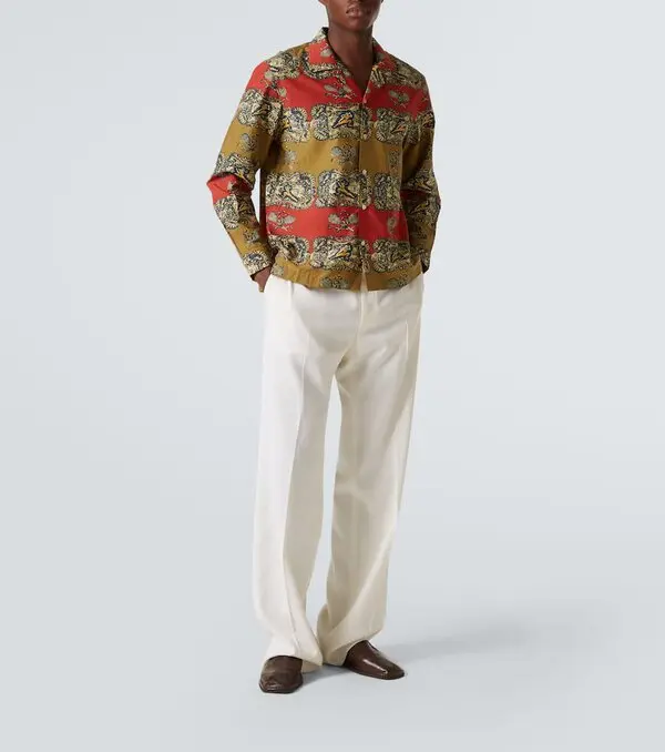 BODE Tennis Court Printed Cotton And Silk Shirt