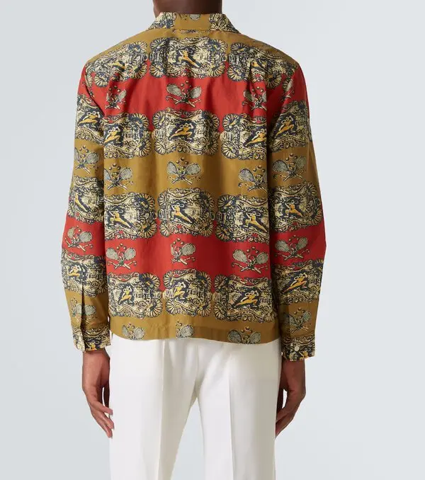 BODE Tennis Court Printed Cotton And Silk Shirt