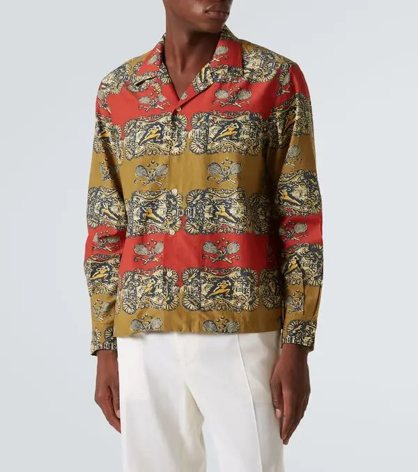 BODE Tennis Court Printed Cotton And Silk Shirt