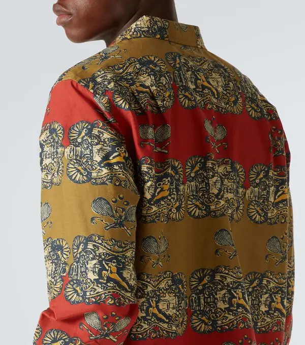BODE Tennis Court Printed Cotton And Silk Shirt