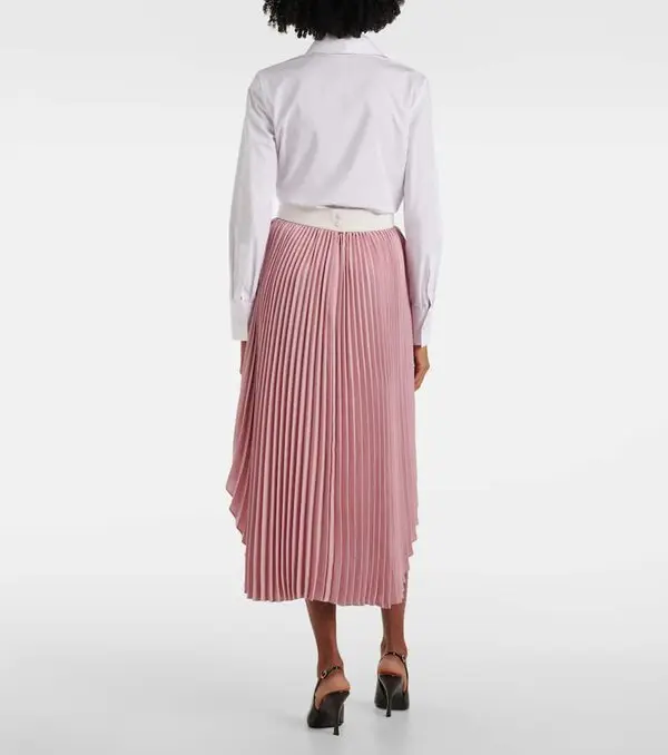 Stella McCartney Leather-trimmed Plisse Maxi Skirt