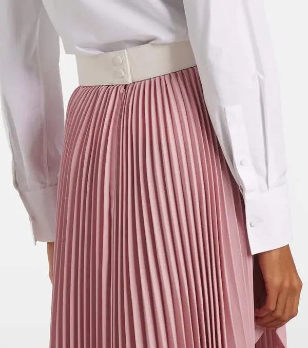 Stella McCartney Leather-trimmed Plisse Maxi Skirt