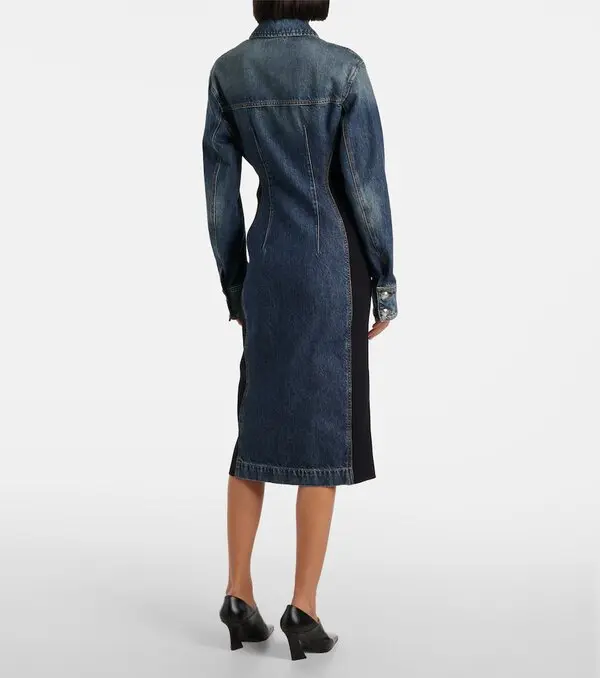 Sportmax Fiorito Denim Midi Shirt Dress