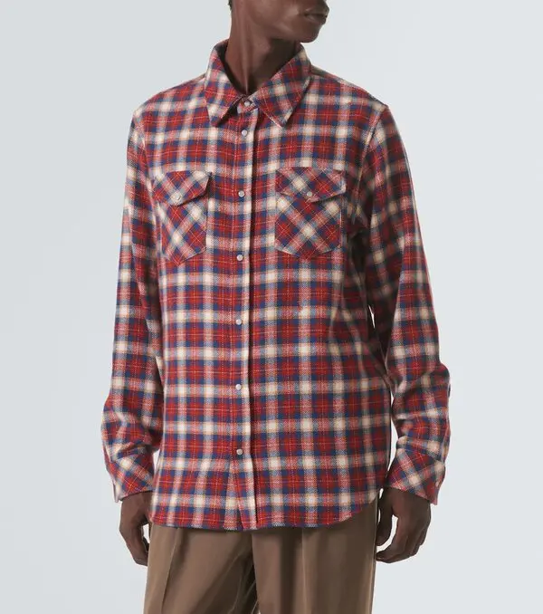 GOD'S TRUE CASHMERE Ski Santa Fe Plaid Cashmere Shirt - Red