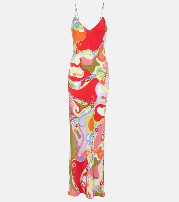 Emilio Pucci Orchidee Silk Crepe De Chine Maxi Dress