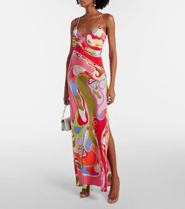 Emilio Pucci Orchidee Silk Crepe De Chine Maxi Dress