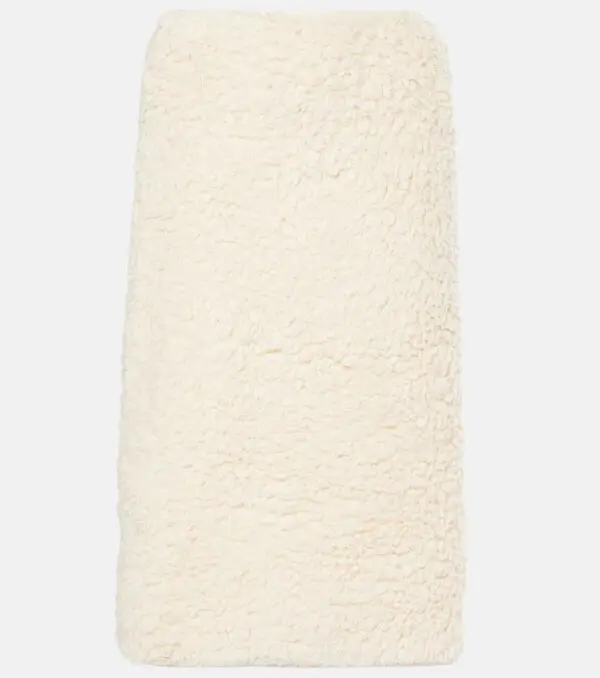 JIL SANDER Cotton Fleece Midi Skirt - White