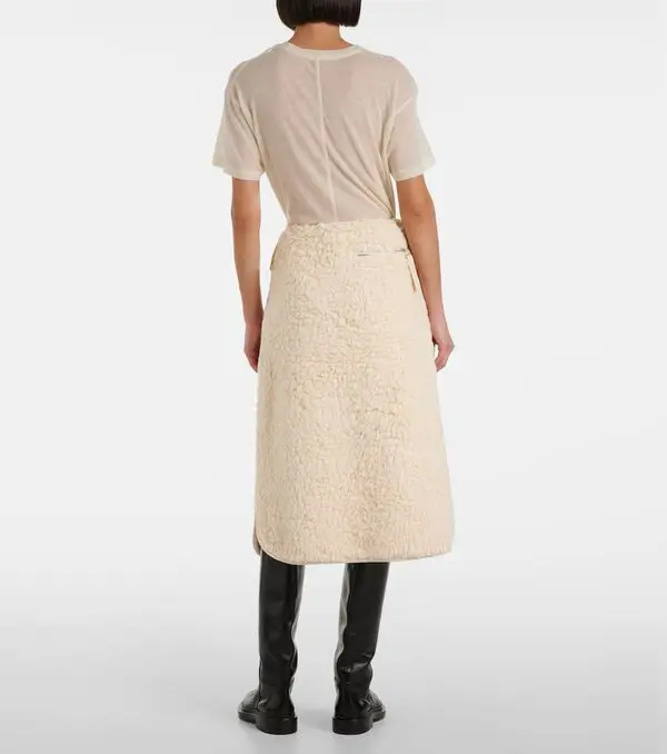 JIL SANDER Cotton Fleece Midi Skirt - White