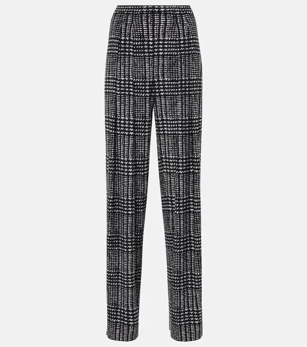 Norma Kamali Pleated Wide-leg Plaid Pants