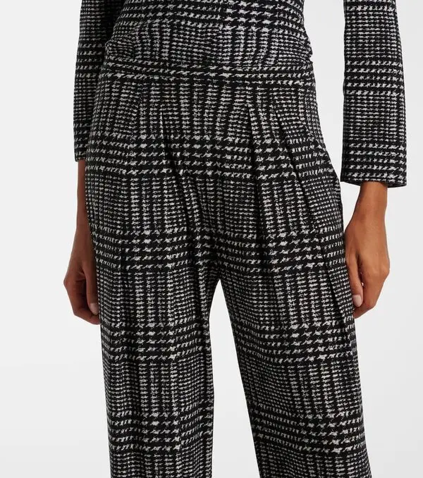 Norma Kamali Pleated Wide-leg Plaid Pants