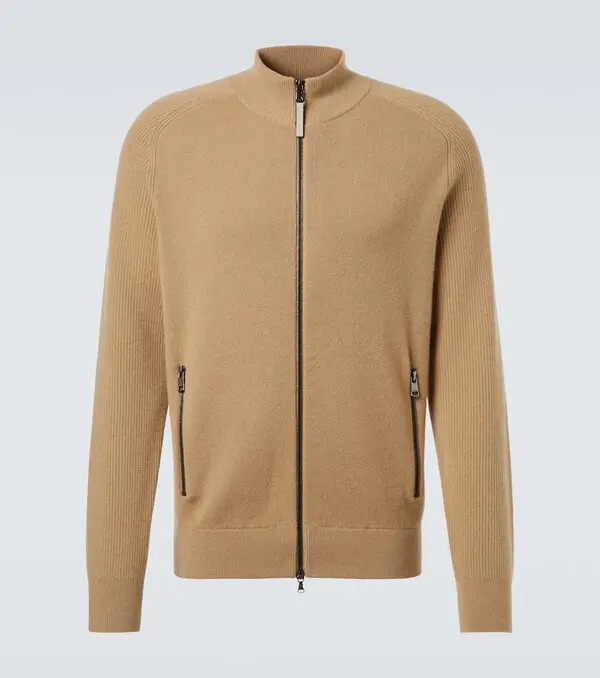 Bogner Dexter Wool And Cashmere Zip-up Sweater - Beige