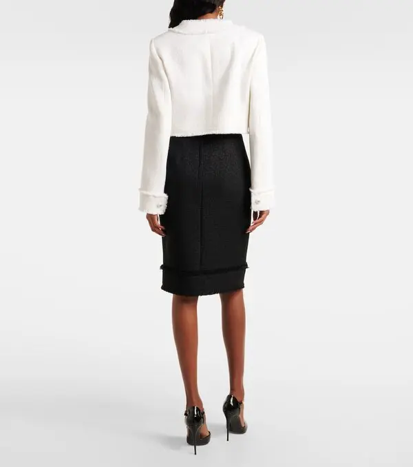 Dolce & Gabbana Cropped Wool-blend Tweed Jacket - White