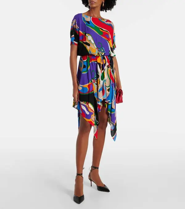 Emilio Pucci Orchidee Asymmetric Minidress