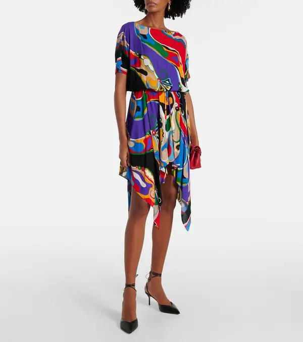 Emilio Pucci Orchidee Asymmetric Minidress