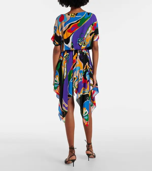 Emilio Pucci Orchidee Asymmetric Minidress