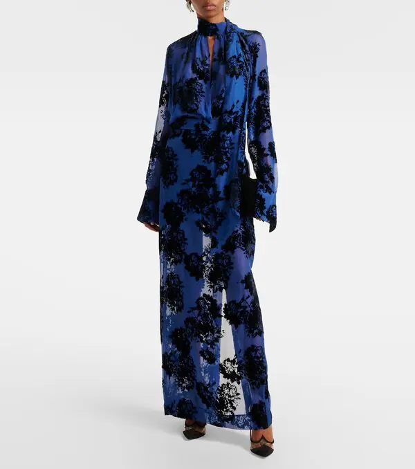 Nina Ricci Devoré Velvet Maxi Skirt