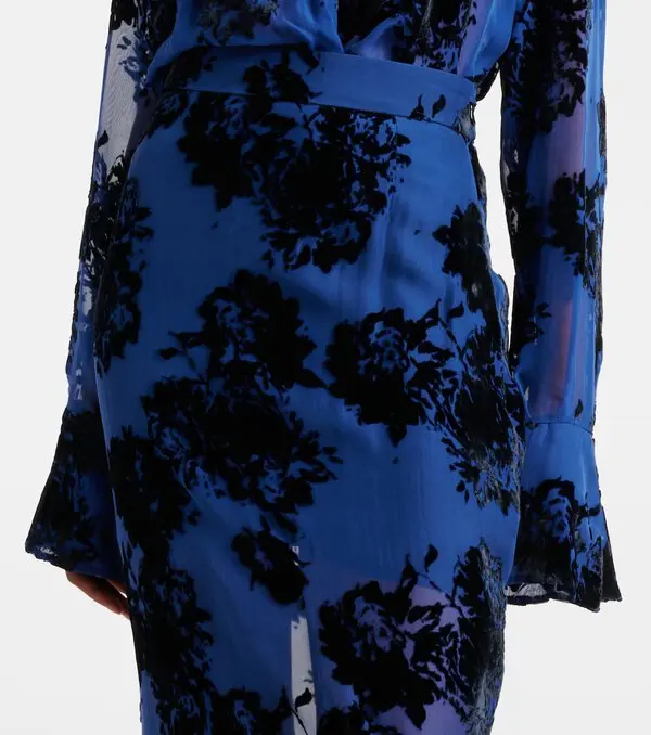 Nina Ricci Devoré Velvet Maxi Skirt