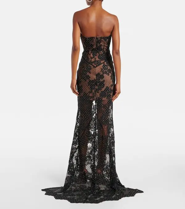 SELF-PORTRAIT Embellished Sheer Lace Gown