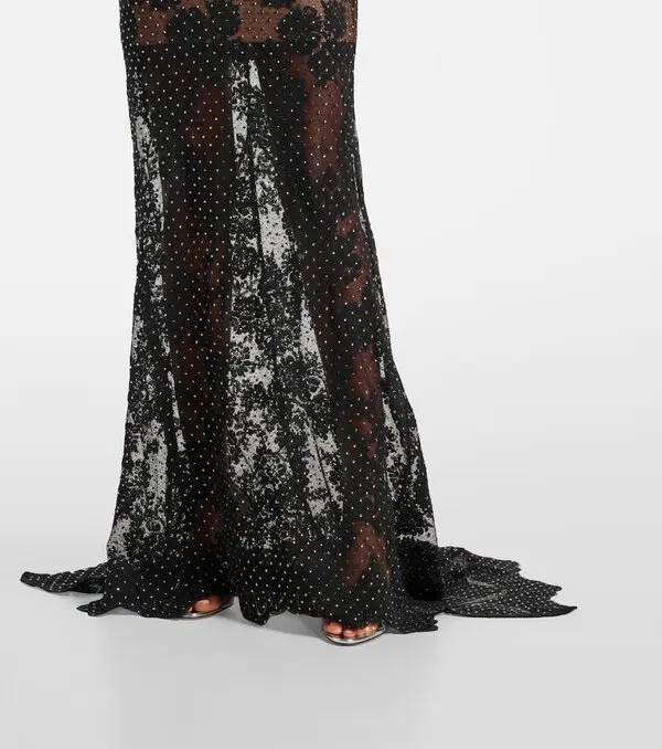 SELF-PORTRAIT Embellished Sheer Lace Gown