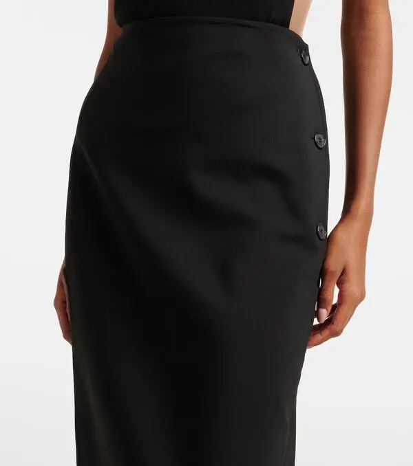 COURREGES Wool-blend Midi Skirt - Black