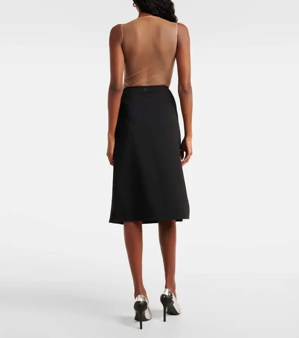 COURREGES Courrèges Wool-blend Midi Skirt - Black