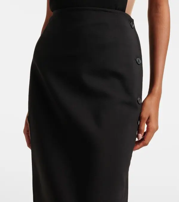 COURREGES Courrèges Wool-blend Midi Skirt - Black