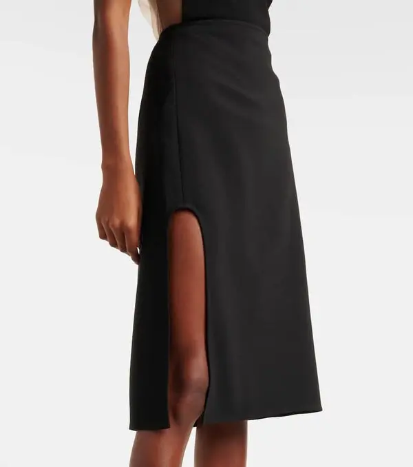 COURREGES Courrèges Wool-blend Midi Skirt - Black