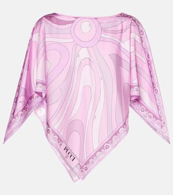 Buy Emilio Pucci Printed Silk Twill Top - Pink At 7% Off