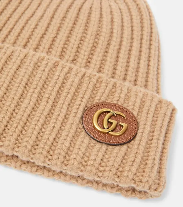 Gucci Double G Wool And Cashmere Beanie - Brown