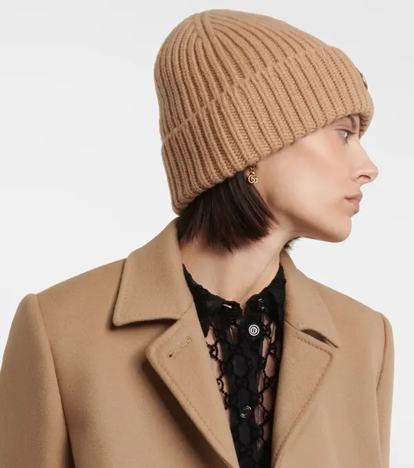 Gucci Double G Wool And Cashmere Beanie - Brown