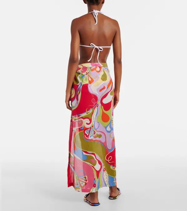 Emilio Pucci Orchidee Cotton Muslin Beach Cover-up