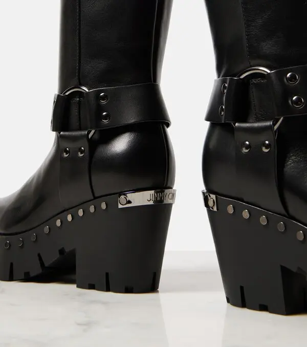 JIMMY CHOO Quinn 75 Studded Leather Boots