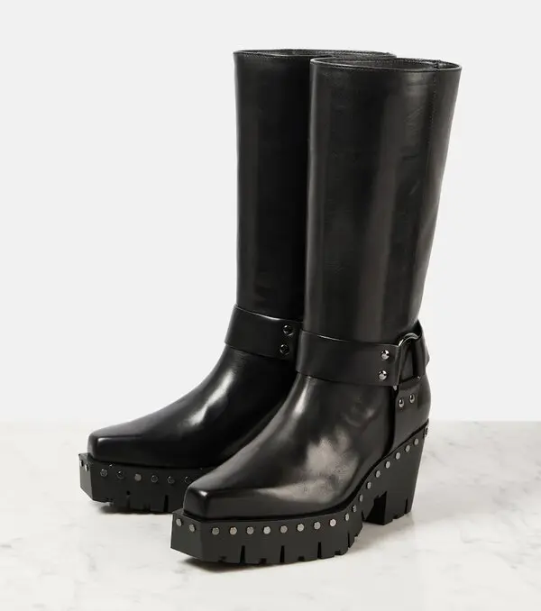 JIMMY CHOO Quinn 75 Studded Leather Biker Boots