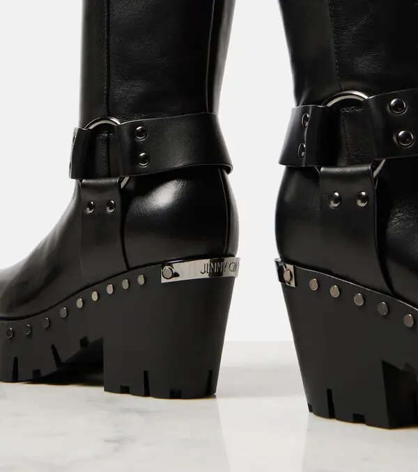 JIMMY CHOO Quinn 75 Studded Leather Boots