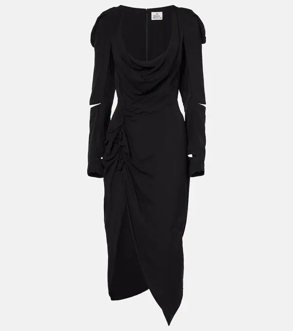 VIVIENNE WESTWOOD Panther Draped Midi Dress - Black