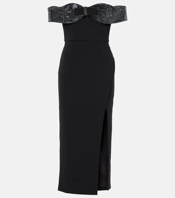 SELF-PORTRAIT Strapless Embellished Midi Dress