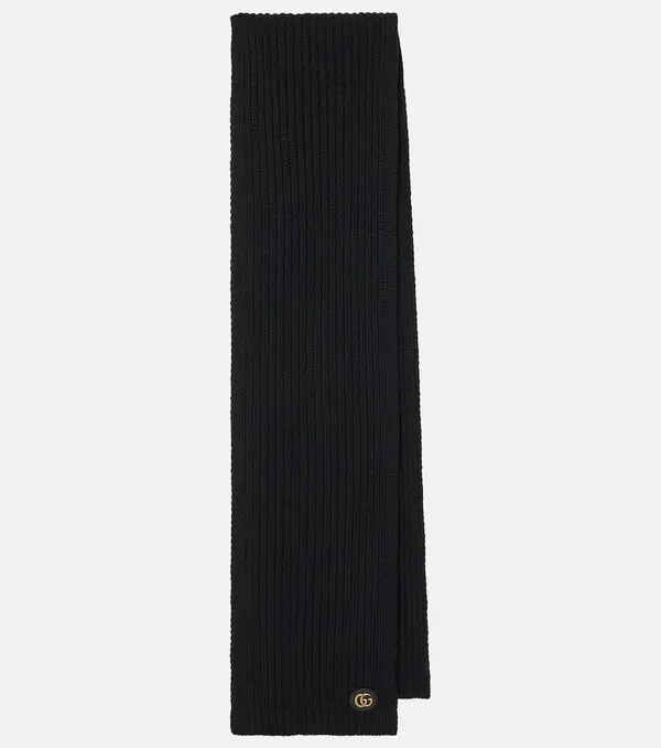 Gucci Ribbed-knit Wool And Cashmere Scarf - Black
