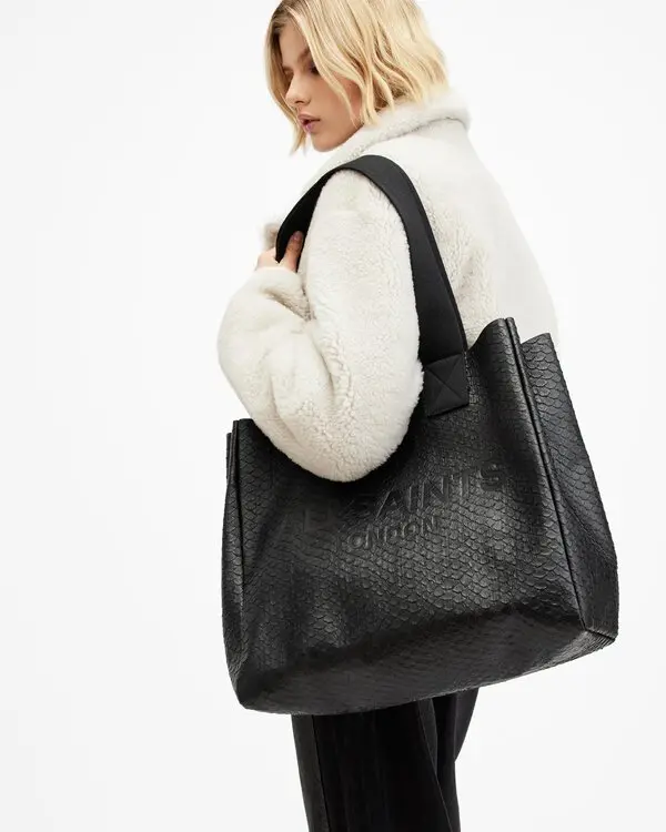 ALLSAINTS Izzy Logo Leather Tote Bag