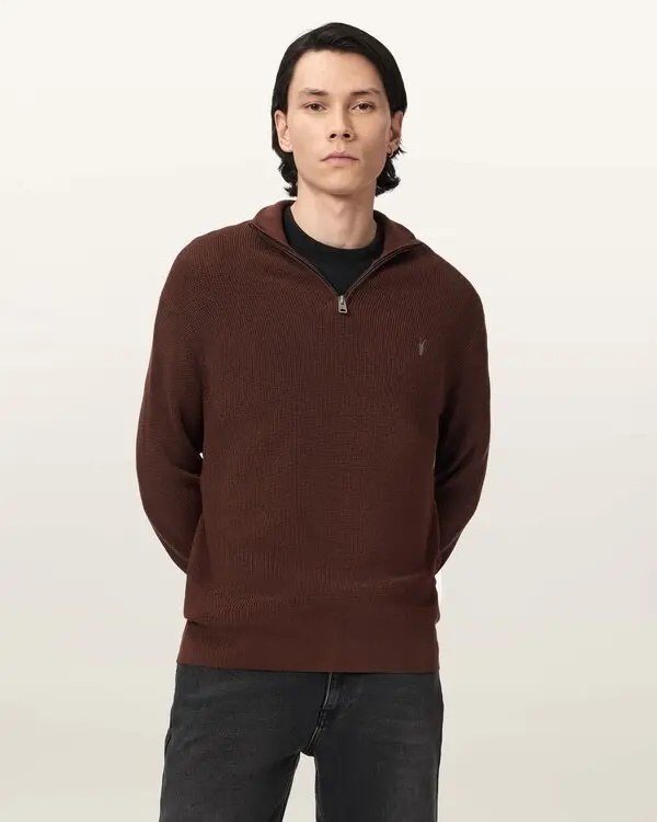 ALLSAINTS Aspen Funnel Neck Ram's Wool Sweater - Brown