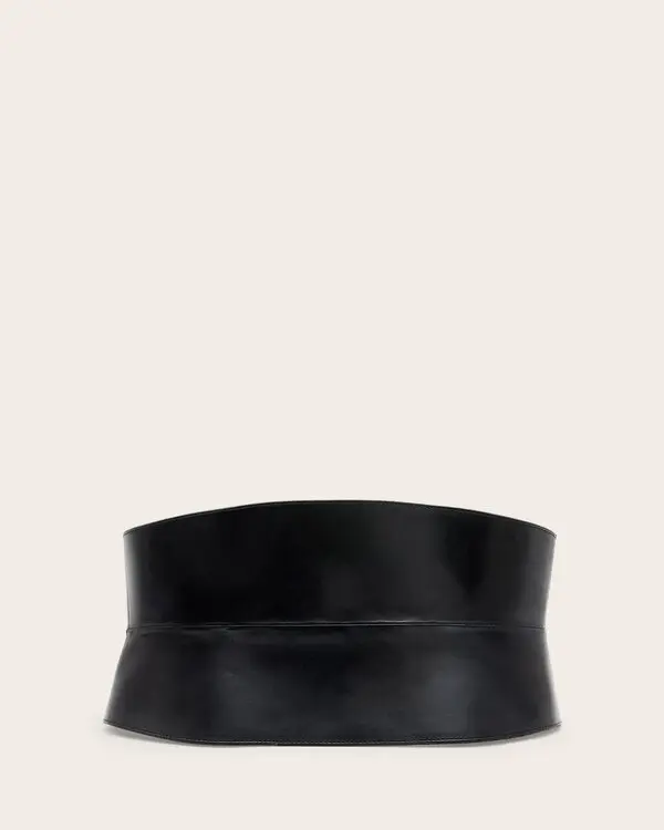 ALLSAINTS Oakleigh Leather Corset Belt - Black