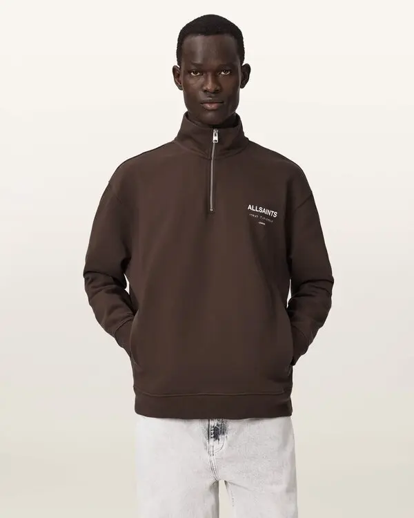 ALLSAINTS Underground Half Zip Sweatshirt - Brown