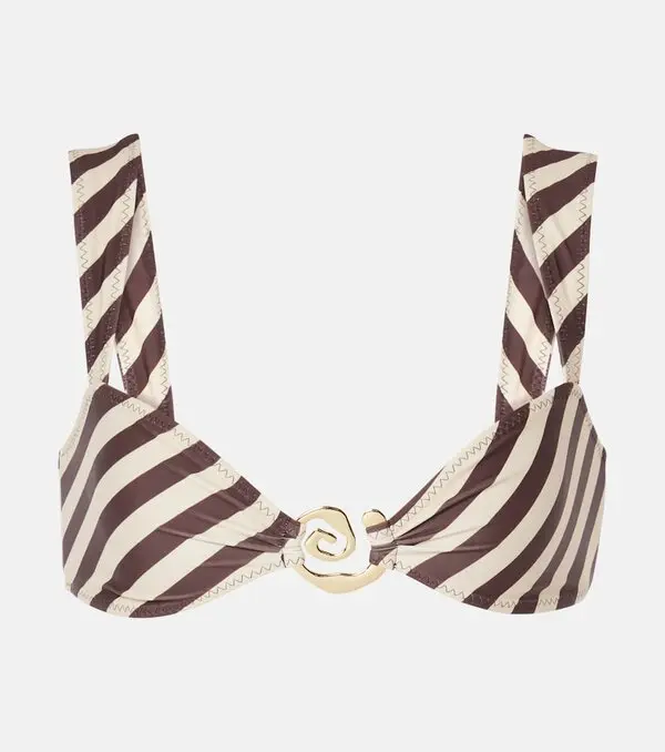 SAME Spiral Striped Bikini Top - Brown