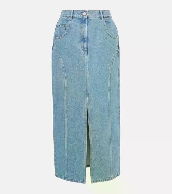 Nina Ricci Denim Midi Skirt - Blue