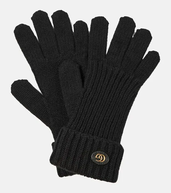 Gucci Double G Wool And Cashmere Gloves - Black