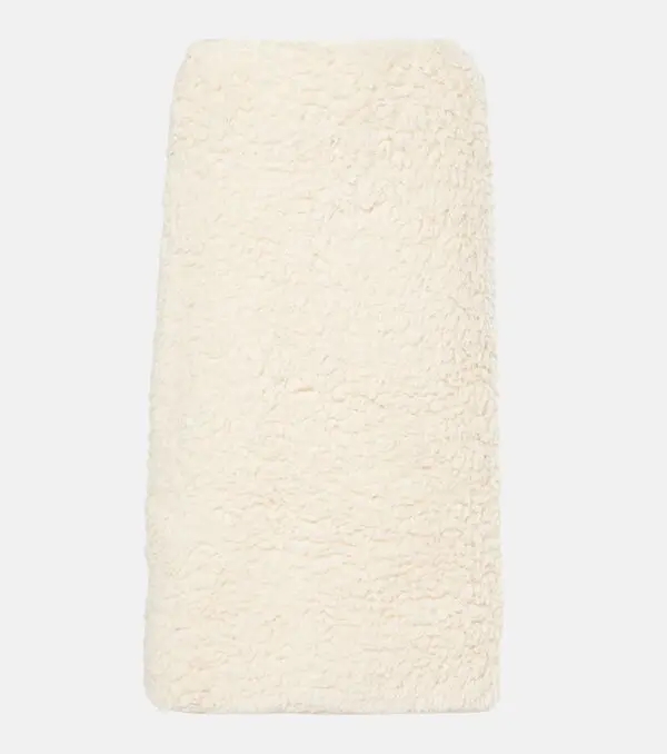 JIL SANDER Cotton Fleece Midi Skirt - White