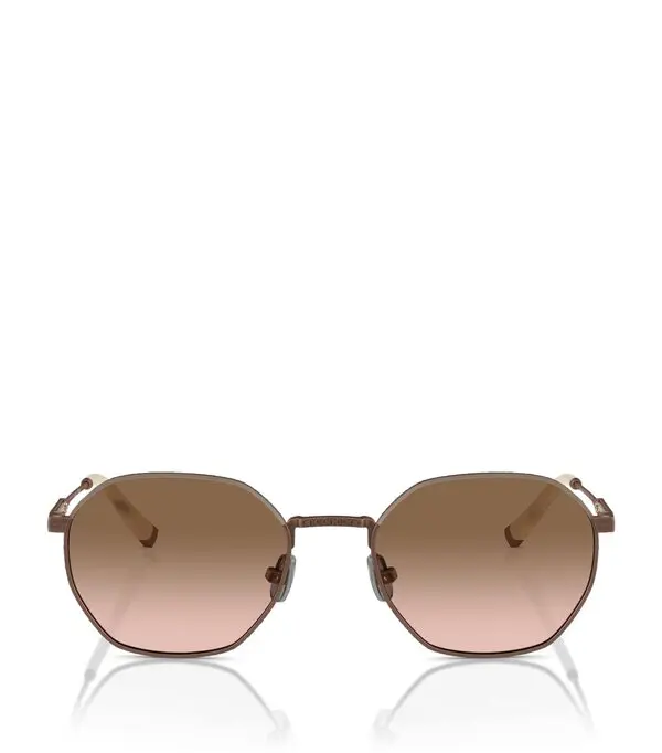 Brunello Cucinelli Titanium Octagon Frame Sunglasses - Brown