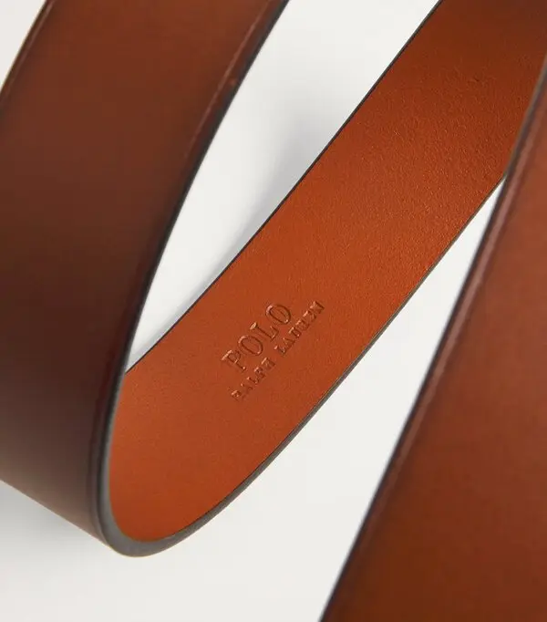 Polo Ralph Lauren Leather Belt With Gold Tone Buckle