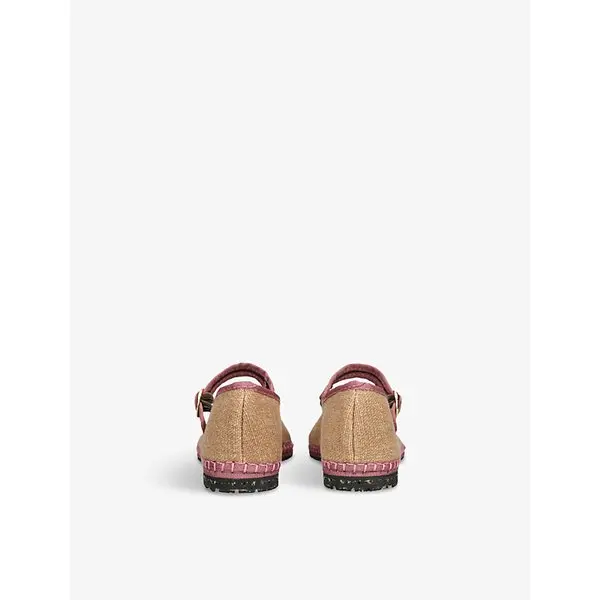 FLABELUS Dora Single-strap Linen Mary Jane Flats - Beige